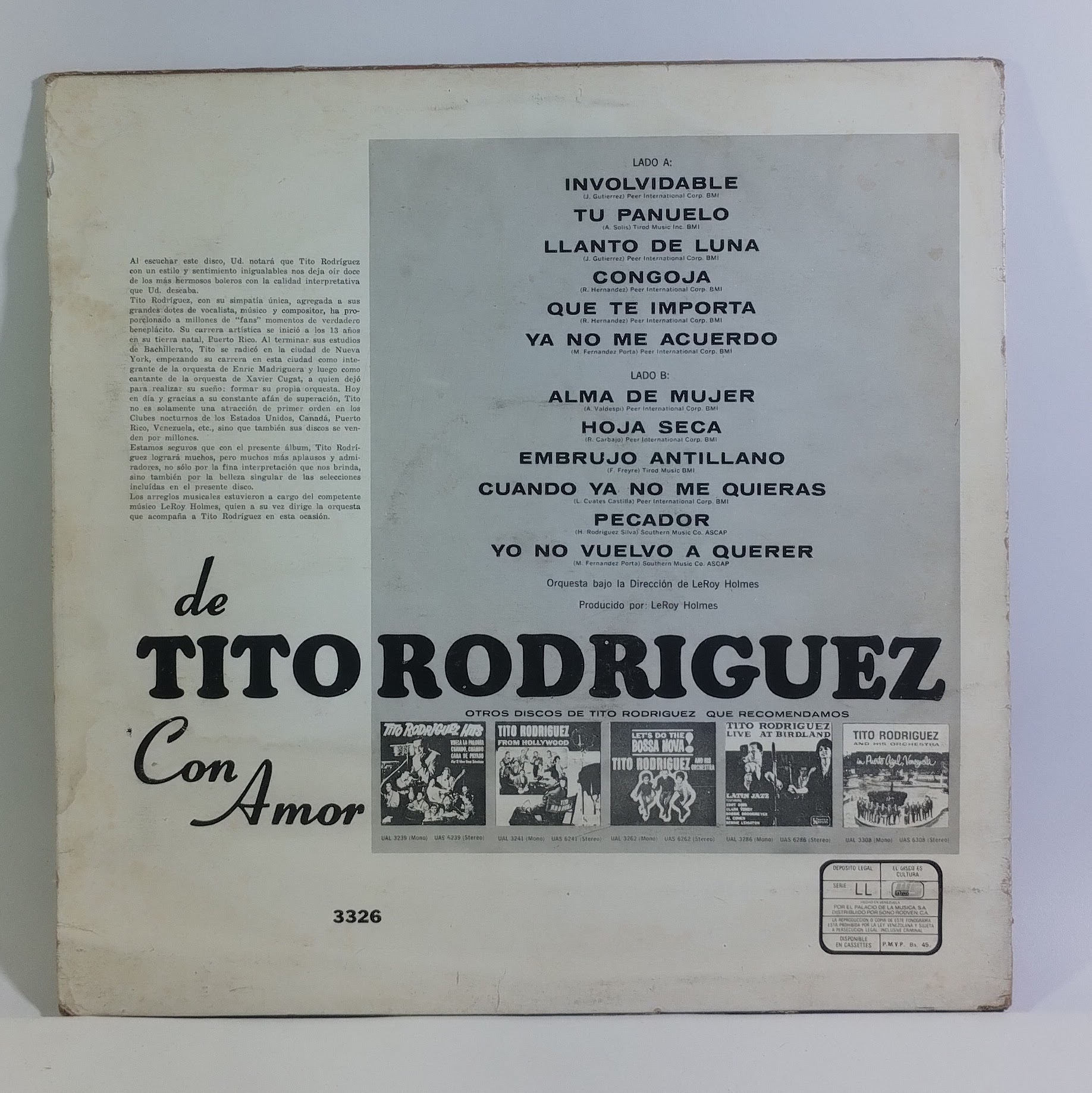 Tito Rodriguez y Su Orquesta – With Love – con Amor – Sonero Colombia